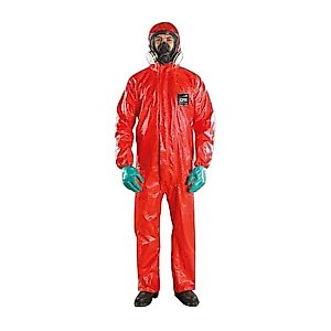 Ansell Healthcare RD96-T-92-111-06 MICROCHEM by AlphaTec CFR Coverall, Elasticated Hood/Wrists/Ankles, Double Zip Closure, 2X-Large, Red (Pack of 20)