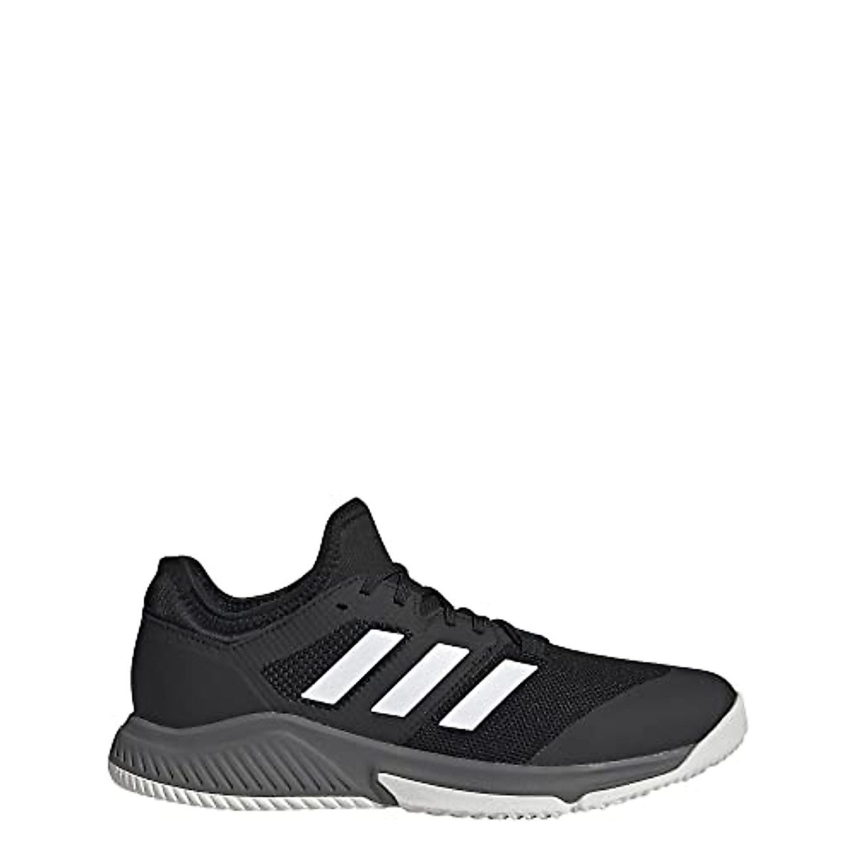 adidas Men's Court Team Bounce Volleyball Shoe, Black/White/Grey, 8