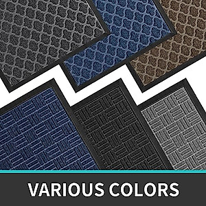 DEXI Door Mat Front Indoor Outdoor Doormat Small Heavy Duty Rubber Outside Floor Rug for Entryway Patio Waterproof Low-Profile,17"x29",Navy Blue