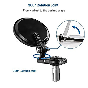 SINGARO Motorcycle Mirror, Motorcycle Universal with 7/8'' Handlebar Stem End Mirror, Rotatable and Adjustable Angle, Motorcycle Exterior Accessories – Round