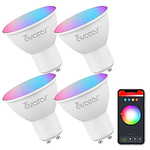 Avatar Controls 4 Pack Smart Bulb GU10, Alexa LED Light Bulbs Music Sync RGBCW Color Changing Dimmable WiFi Spot Lights Works with Google Home, Quick Connection