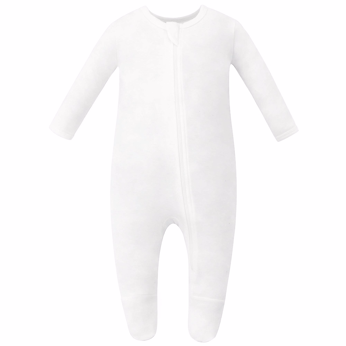Owlivia Organic Cotton Baby Pajamas, Boys Girls Zip Front Sleep 'N Play, Footed Sleeper, Long Sleeve(Newborn, Ivory White)