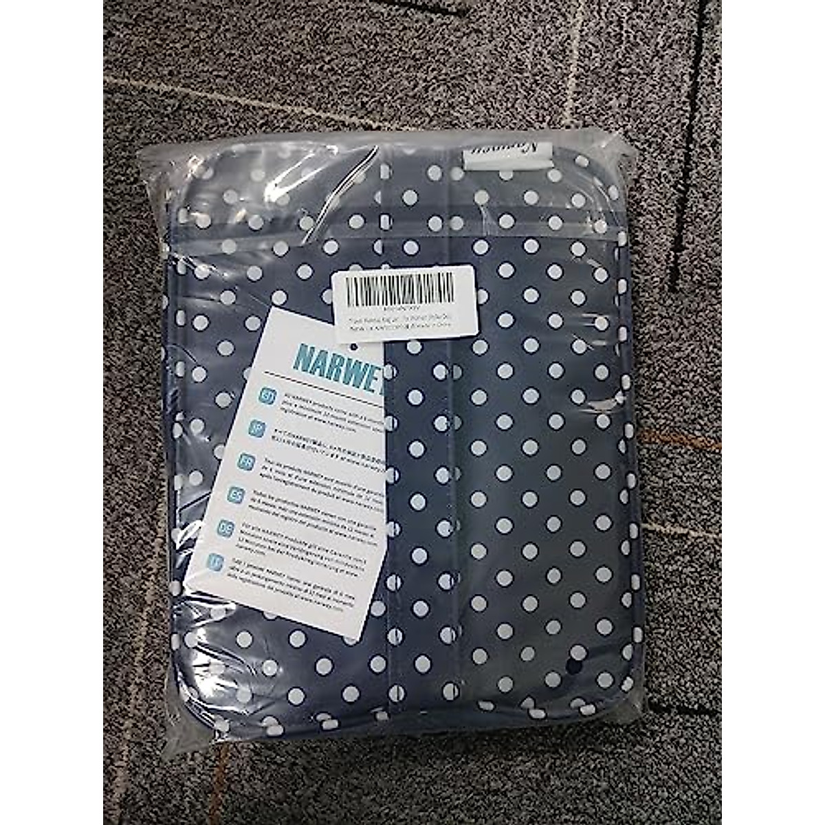 Narwey Travel Makeup Bag with Brush Compartments，Portable Cosmetic Bag，Make up Bag Makeup Organizer Case with Brush Storage for Women(Blue Polka Dot)