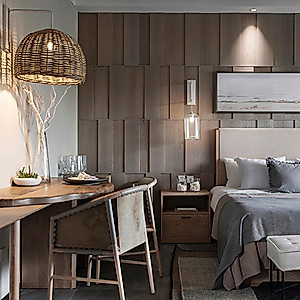 MODEBHD Plug in Wall Sconces, Rattan Wall Sconce,Boho Wicker Sconces Wall,Decor Wall Lamp with Plug in Cord,Hanging Lamps Wall Mount Light for Bedroom Living Room