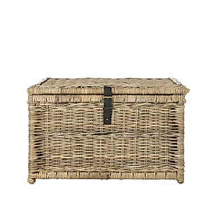 happimess HPM9001C Caden 30" Wicker Storage Trunk, Collapsible for flat storage, Rattan-Kubusoft Gray, Coastal for Office, Dorm Room-LivingRoom, Bedroom, Dining Room, Natural