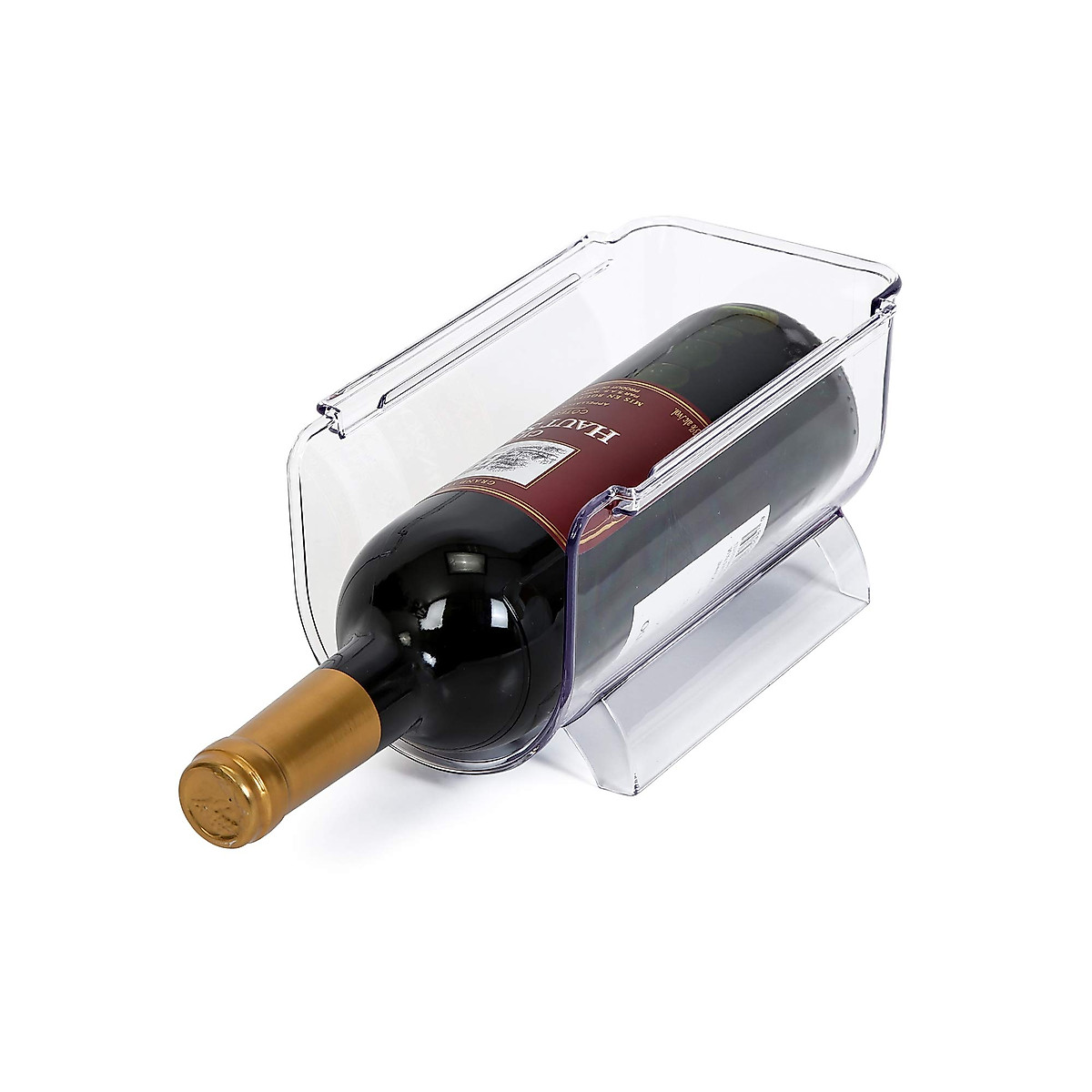 Smart Design Refrigerator Bottle Holder with Handle - Holds 750 mL - BPA Free Plastic - for Shakers, Stainless Steel, Wine - Kitchen - 8 x 4.15 Inch - Clear