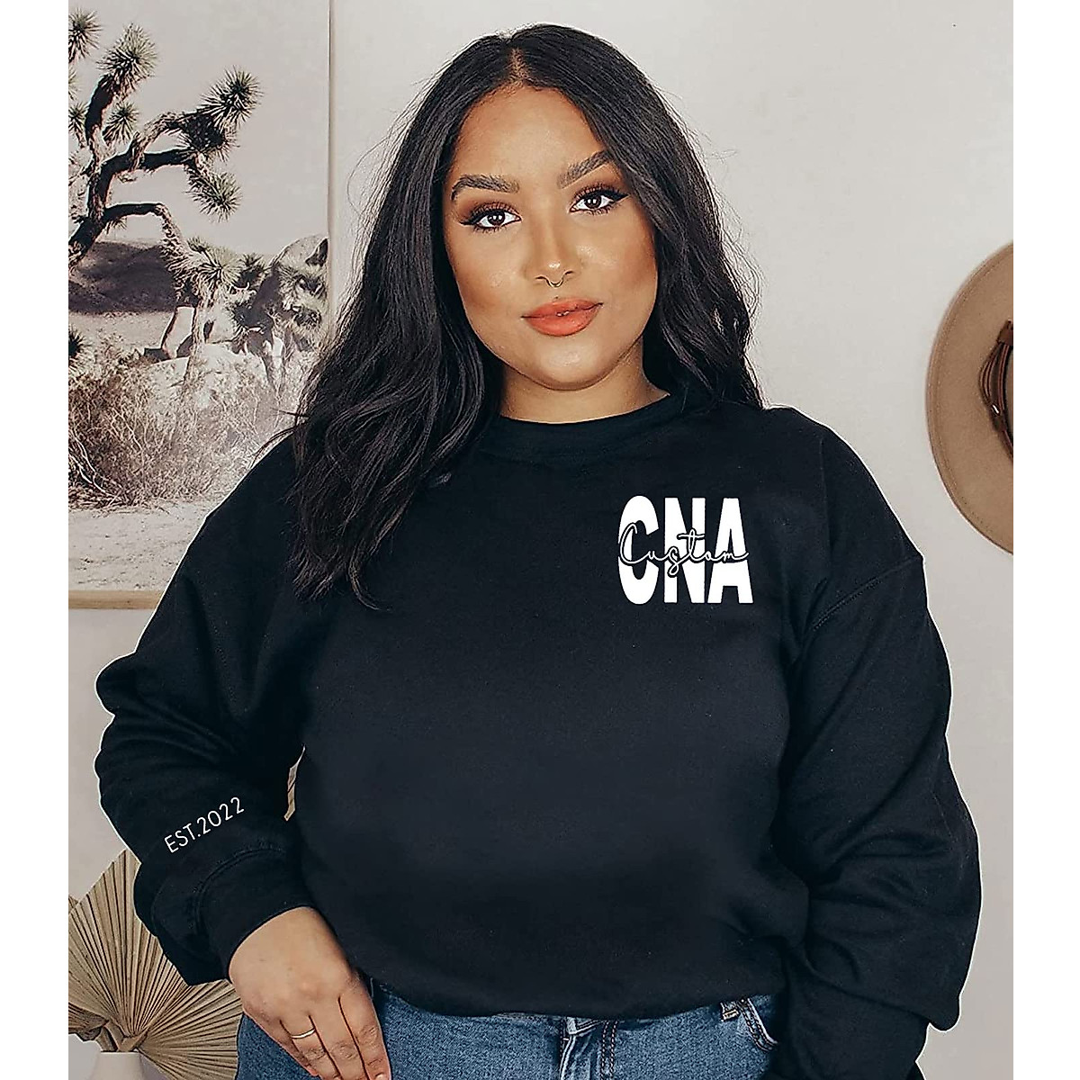 NAZENTI Nurse Sweatshirt, Custom Name Certified Nursing Assistant Shirt, Personalized Name CNA Sweatshirt, Nurse Crewneck Sweatshirt, Custom Nursing Assistant Shirt, Gift For CNA, CNA Grad Gifts