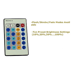 Xking IRC240-S 24 Key IR Remote Led Dimmer Controller for 5050 3528 5630 Single Color Flexible Led Strip Rope Lights Dimmer，12v 6a,DC5.5 * 2.1mm Port