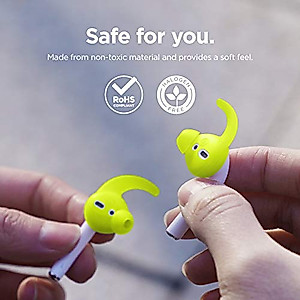 elago Earbuds Hook Cover Compatible with Apple AirPods 2 & 1 or EarPods Ergonomic Design, Durable Construction, Full Access [4 Pairs: 2 Large + 2 Small] (Neon Yellow)