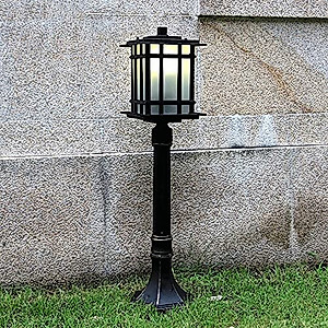 ZMY Classical Industrial Outdoor Post Lights Vintage Waterproof Retro Glass Lampshades Column Lamps Aluminum Street Garden Home Villa Park Pillar Lights