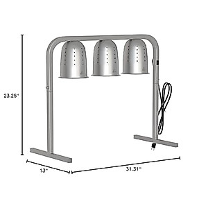 Free Standing Heat Lamp with 3 Bulbs and T-Legs - 120V, 750W, W63, Commercial Food Buffet Warmer, Restaurant, Food Service