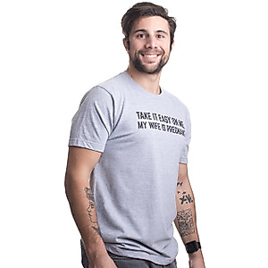 Take it Easy on Me, My Wife is Pregnant | Funny New Dad Be Nice Father's T-Shirt-(Adult,L) Sport Grey