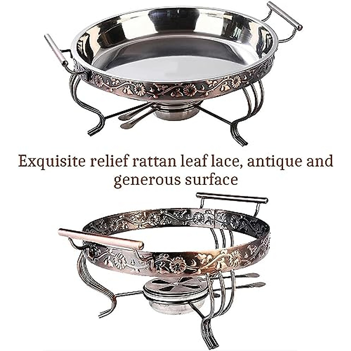 Stainless Steel Chafing Dish Alcohol Oven, Commercial Non Stick Grill Plate Barbecue Fondue Cookware, for Caterings Parties Buffet Server Warming Tray