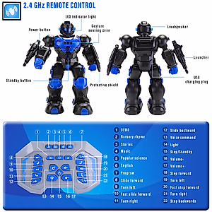 JUZUXI Robot Toys for Kids 6-8: Programmable Remote Control Robots with Intelligent Gesture Sensing, Rechargeable Smart Dancing Robot for Ages 3 4 5 6 7 8 12 Years Old Boy Girl