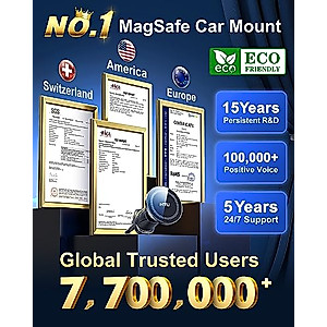 [2024 Newest Upgraded] for MagSafe Car Vent Mount HTU [Best Magnets] Car Phone Holders for iPhone, Hook Handsfree 360° Rotation Magnetic Phone Holder Car for iPhone 15 14 13 12 Pro Max Plus Mini,Black