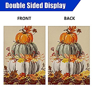 Covido Happy Fall Garden Flag Home Decorative Pumpkin Patch Maple Leaves House Yard Outside Small Flag, Welcome Autumn Outdoor Harvest Decoration Farmhouse Thanksgiving Decor Flag Double Sided 12 x 18