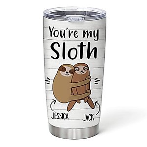 Hyturtle Personalized Gifts For Sloth Lover - You're My Sloth Custom Name Couple Stainless Steel Tumbler 20oz With Lid - Idea Animal Lover Gifts For Couple, Women And Man On Birthday, Christmas