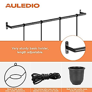 Auledio 4pcs Hanging Planters, Indoor Metal Plant Hanger with Plastic Pots