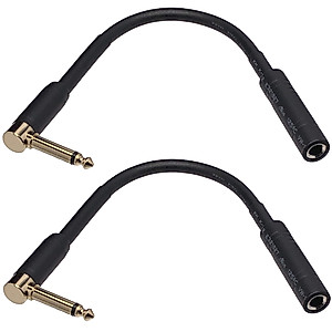 CESS-090 Low-Noise Right Angle 1/4 TS Male to Female Guitar Extension Cable, 2 Pack