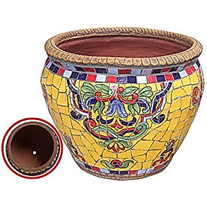 UimimiU Outdoor Large Flower Pot Villa Garden Ceramic Mosaic Decoration Plant Pot Creative Landscape Potted Vase Plant Container European Classical Pots Bonsai Planter Colorful