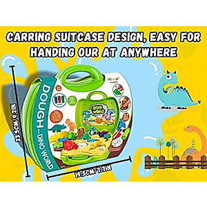 Crelloci Dinosaur Clay Toys, 26 PCS Dino Theme Color Tools and Molds Accessories for Boys Girls Christmas Halloween Party Gift