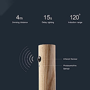 Seeloon Motion Sensor Night Lights Magnet Body Sensor Hallway Night Lights Rechargeable Led Light Portable Stairway Night Lights Wooden Wall Sconce Battery Operated Wall Sconces (Ash Wood)