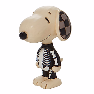 Enesco Peanuts by Jim Shore Halloween Collection Snoopy Dressed as a Skeleton Miniature Figurine- Resin Hand Crafted Painted Collectible Peanuts Snoopy Mini Figurines Home Decor Statue, 3.25 Inch