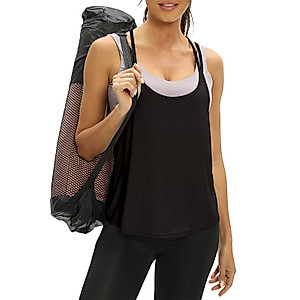 Mippo Open Back Shirt Backless Workout Tops Cute Work Out Clothes Gym Yoga Acitve Wear Athletic Tank Tops Exercise Fitness Clothing for Women Loose Fit Black M