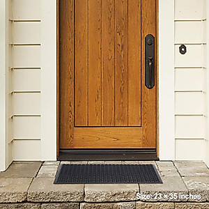 Rubber Door Mat, Anti- Fatigue Drainage Floor Mat, Non-Slip Bath Mat for Kitchen Bathroom Restaurant Bar Garage Garden Industrial, Indoor Outdoor, Black 24" x 36"