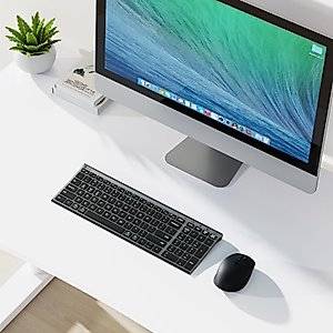 iClever DK05 Bluetooth Keyboard and Mouse Combo - 2.4G Wireless Rechargeable Keyboard Mouse, Compact Design with Numeric Keypad, Multi-Device Connection, Comfortable Typing for PC/Laptop/Windows/Mac