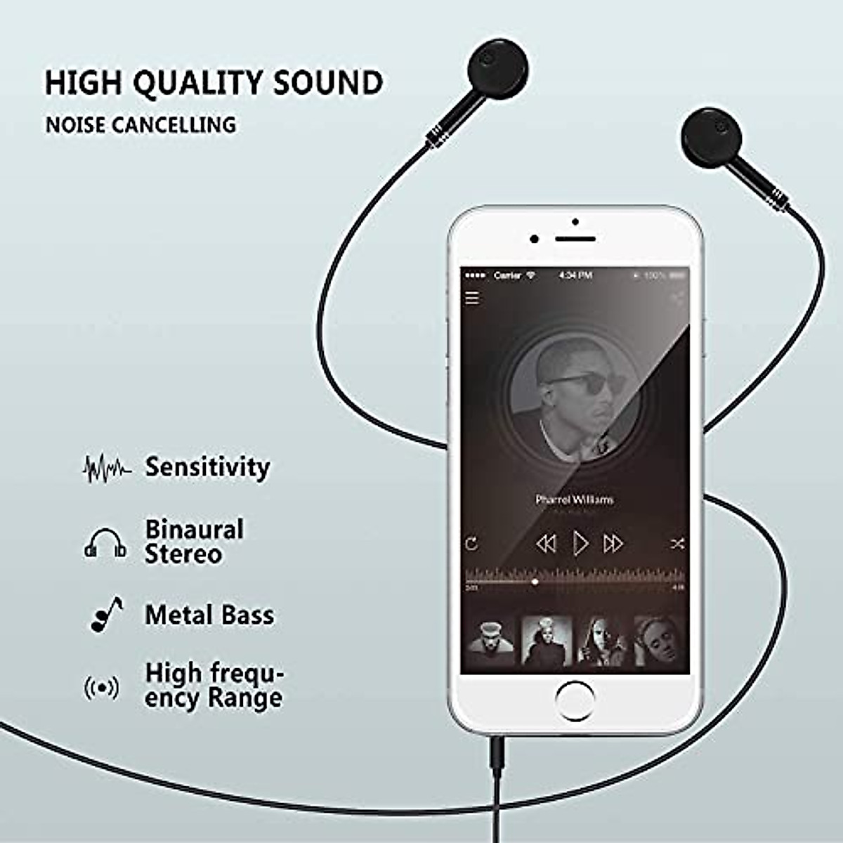 EVO6 Earbuds,Wired Ear Buds Headphones with Stereo Bass Driven Sound,Earphones Fits Small Ear,Comfortable and Secure Fit,Earbuds with Microphone and Volume Control,Decent Packing,3.5 mm Plug,2022