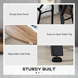 HOMCOM Industrial 5-Piece Bar Table and Chairs Set, Space Saving Dining Table with 4 Stools for Pub and Kitchen, Black & Brown