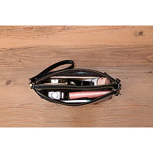 Women's Leather Wristlet Clutch Crossbody Bag, Small Shoulder Bag Cross Body Handbag Purse (Red)