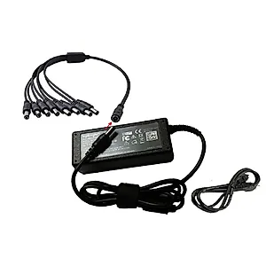 UpBright 12V 5A 60W AC/DC Adapter + 8 way splitter Compatible with Premium 5Amp Night Owl Cameras Q-See Lorex CCTV Camera Zmodo Swann IR Security Camera 12VDC DC12V Power Supply Cord Cable Charger PSU