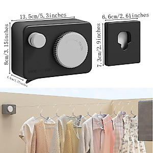 Retractable Clothesline Outdoor,Retractable Clothes Line&Maximum Extension: 13.8ft,304 Stainless Steel Clothes Line Retracting Outdoors&Indoor,Suitable for Laundry Room, Drying Room, Bedroom (Black)