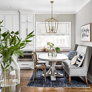 Foyer Lantern Pendant Light Fixture, Dst Gold Iron Cage Chandelier Industrial Led Ceiling Lighting, Size: D17'' H25'' Chain 45''