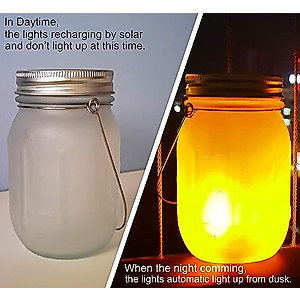 Solar Mason Jar Lights, 6 Pack 30 Led String Fairy Star Firefly Glass Jar Lights,6 Hangers and 6 Jars Included, Best for Mason Jar Decor,Patio Garden Decor Solar Laterns Table Lights