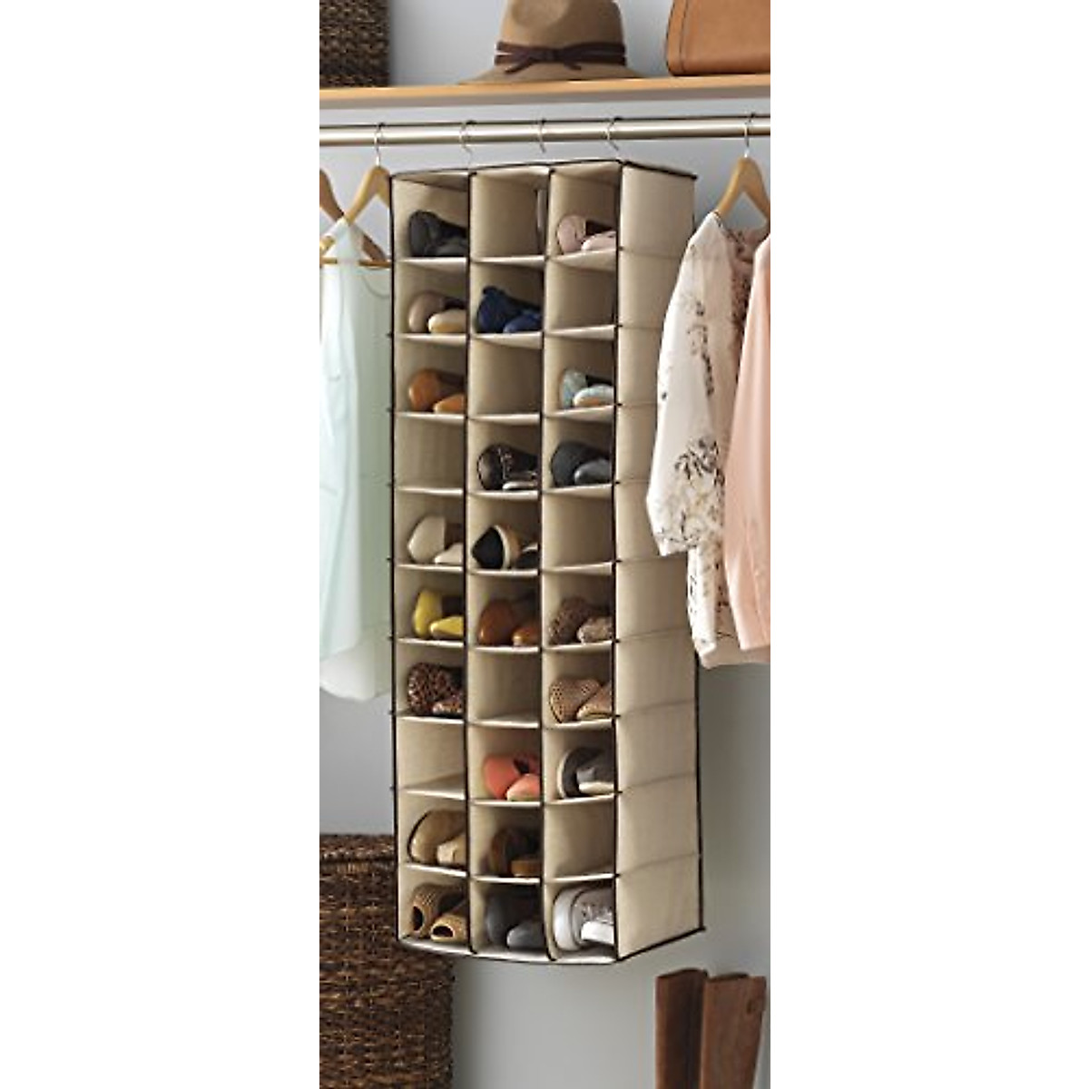 Whitmor 30 Section Hanging Shoe Shelves, Tan