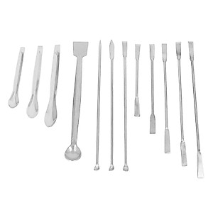 Bordstract 12Pcs Laboratory Spatula Set, Stainless Steel Laboratory Spoon Dual Ended Sampling Scoop Set Kit for Labs School Science Education