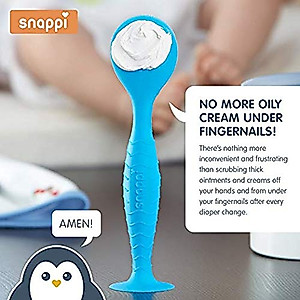 Snappi Baby Ergo Brush Diaper Cream Applicator for a Baby Bum | Medical-Grade Silicone Diaper Rash Cream Bottom Brush Keeps Hands/Fingernails Clean (Azure Blue)