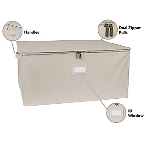 Covermates Platter Serveware Storage Box - Durable Polyester, Dual Zippers, Carrying Handles, ID Window, Kitchen Storage-Beige Heather