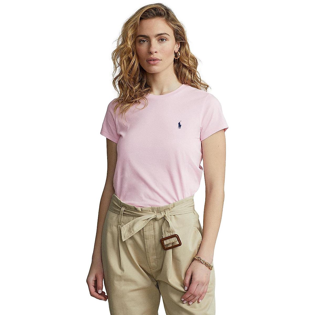 Polo Ralph Lauren Womens Crew Neck Jersey T-Shirt (X-Large, LitePink)