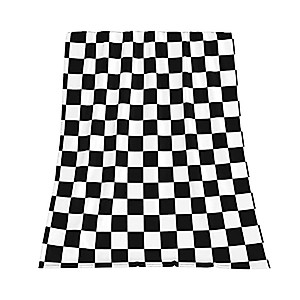 Black White Race Checkered Flag Throw Blanket, Ultra Soft Microplush Bed Blanket, All Season Microfiber Fleece Throw for Bed Chair Sofa Couch Bedroom 60"X50"