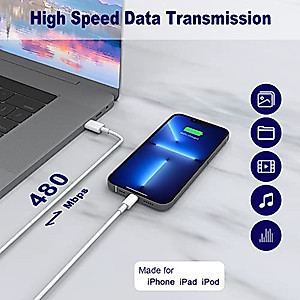 3 Pack iPhone Fast Charger, [Apple MFi Certified] 20W USB C Power Delivery Wall Charger Block with 10FT Extra Long Type C to Lightning Fast Charging Data Sync Cable for iPhone 14 13 12 11 XS XR X iPad