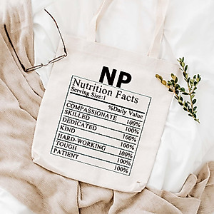 WCGXKO NP Gift Nurse Practitioner Gift NP Nutrition Facts Nurse Tote Bag Medical School Graduation Gift (NP tote)