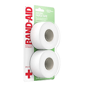 Band-Aid Brand of First Aid Products Hurt-Free Medical Adhesive Paper Tape for Wound Care, Secure Bandages, Gauze & Wound Dressings, Easy Tear, Non-Irritating, 1 Inch by 10 Yards, 2 ct