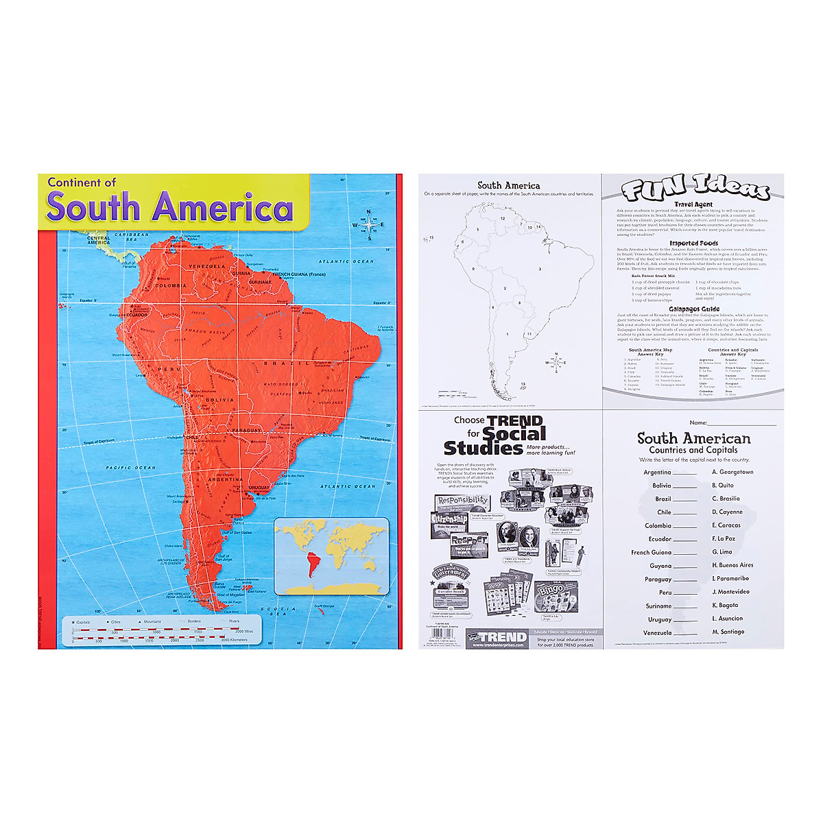 TREND enterprises, Inc. T-38930 Continents Learning Charts Combo Pack, Set of 7