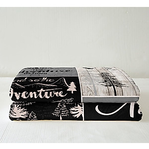 Buffalo Patchwork Fleece Blanket Throw Size, Hunting Bear Deer Sherpa Blanket For Kids Teens Adult, Rustic Farmhouse Grid Claw Throw Blanket Adventure Camping Plush Bed Blanket For Bedroom Sofa Couch