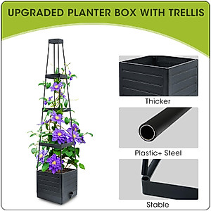 MQFORU Tomato Planter with Trellis, 57" Raised Garden Bed Planters Box for Climbing Vegetables Plant, Self Watering Tomato Support Cages for Garden Pots, Use for Patios Greenhouse Indoor Outdoor（1Pc）