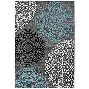 Rugshop Contemporary Modern Floral Perfect for high Traffic Areas of Your Living Room,Bedroom,Home Office,Kitchen Area Rug 6'6" x 9' Gray